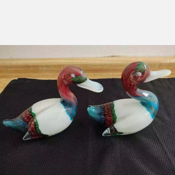 Accents | Vintage Murano Art Glass Seguso Duck Pair With Copper ...
